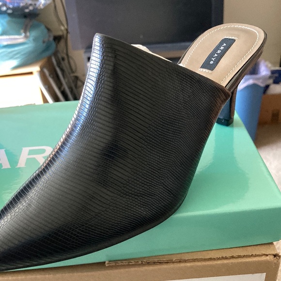 Array | Shoes | Womens Sexy Black Mule Snake Like Synthetic Leather ...